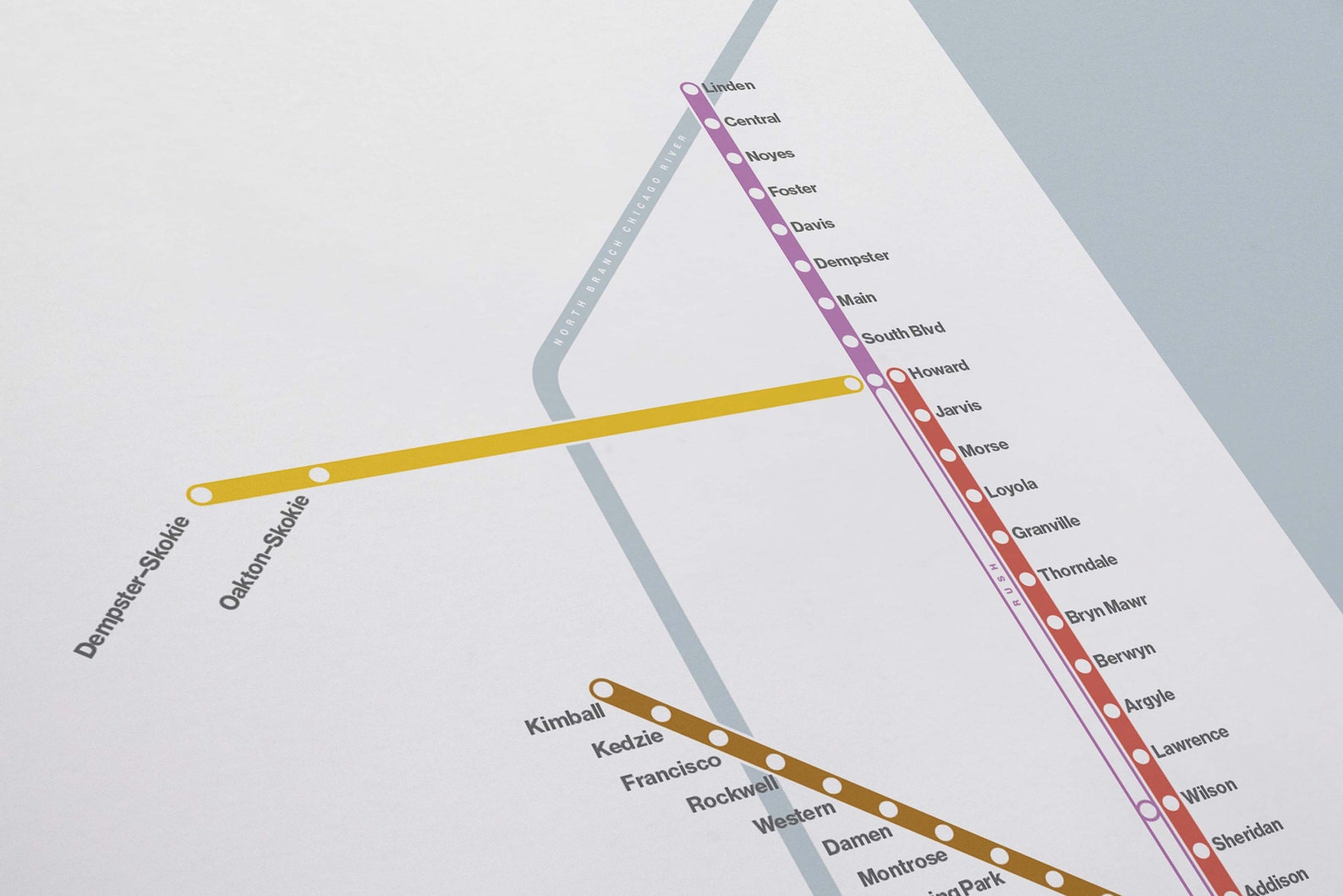 Chicago L Subway Map / CTA / Minimal Poster Print / Subway | Etsy