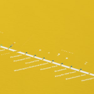 DC Metro Yellow Line / Washington DC / Minimal Map Poster - Etsy