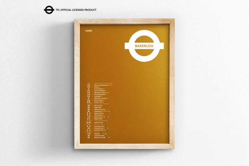London Underground Bakerloo Line Tube Map / Minimal Poster Print ...