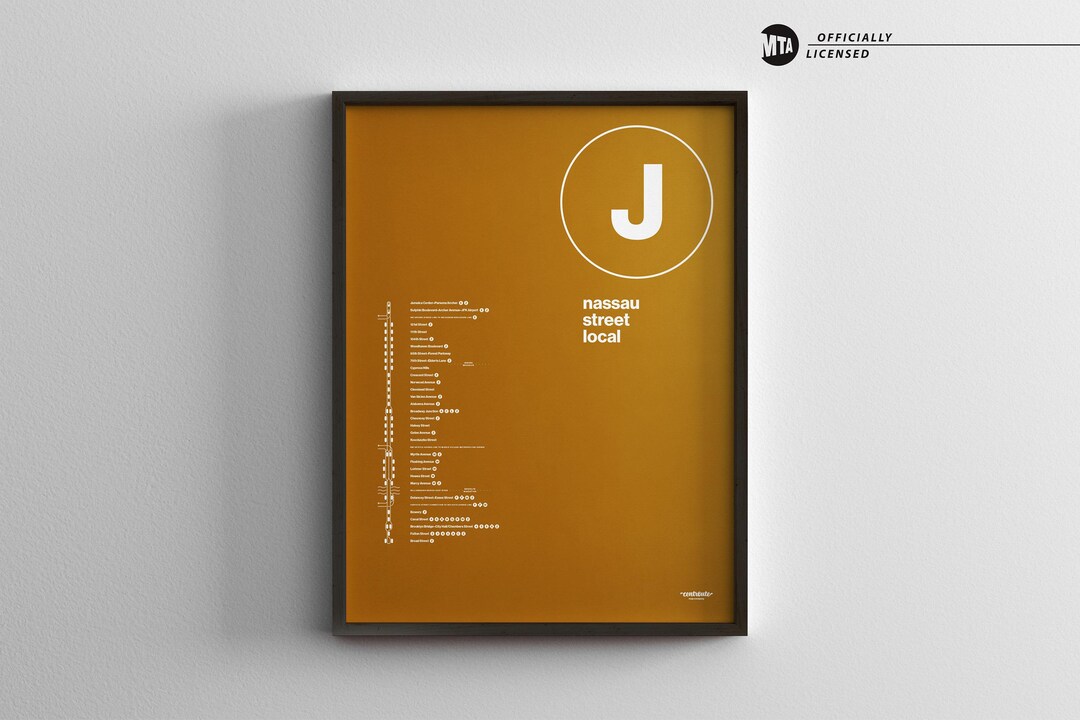 NYC J Train Map One Color / Minimal Poster Print / New York City Subway ...