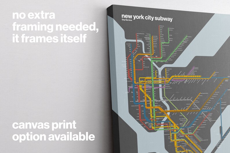 New York City Subway Map / Dark Mode / NYC / Minimal Poster - Etsy