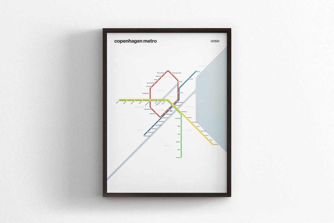 Copenhagen Metro Light Mode Map, Minimal Poster Print, Canvas Home ...