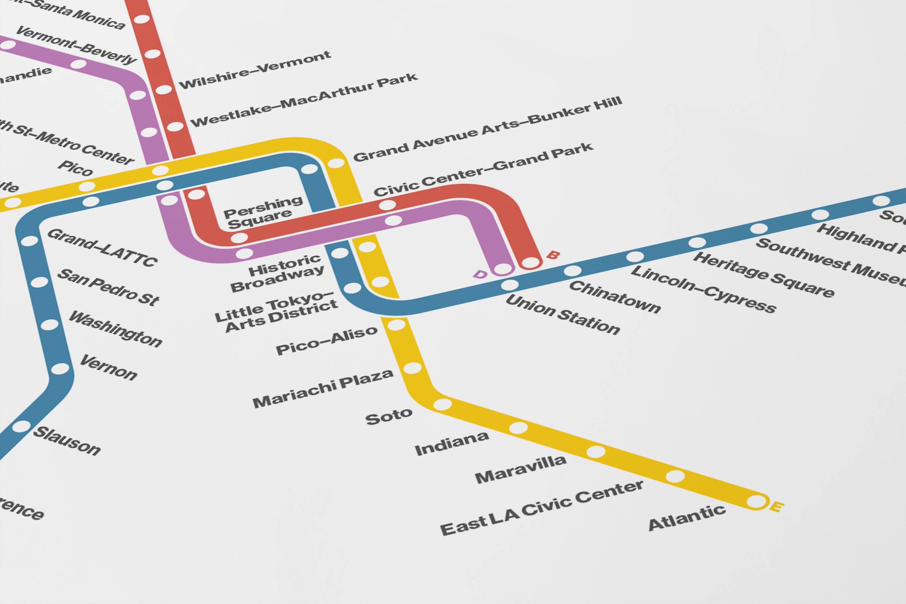 LA Metro Rail Light Mode Map, Minimal Poster Print, Canvas Home Decor ...