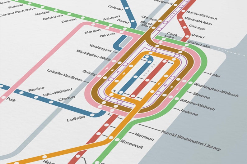 Chicago L Subway Map / CTA / Minimal Poster Print / Subway | Etsy