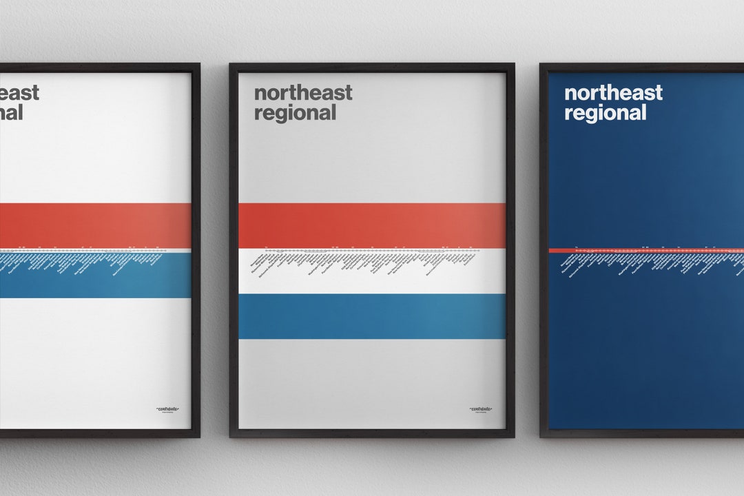 Northeast Regional Amtrak Map / Minimal Poster Print / NYC Boston DC ...