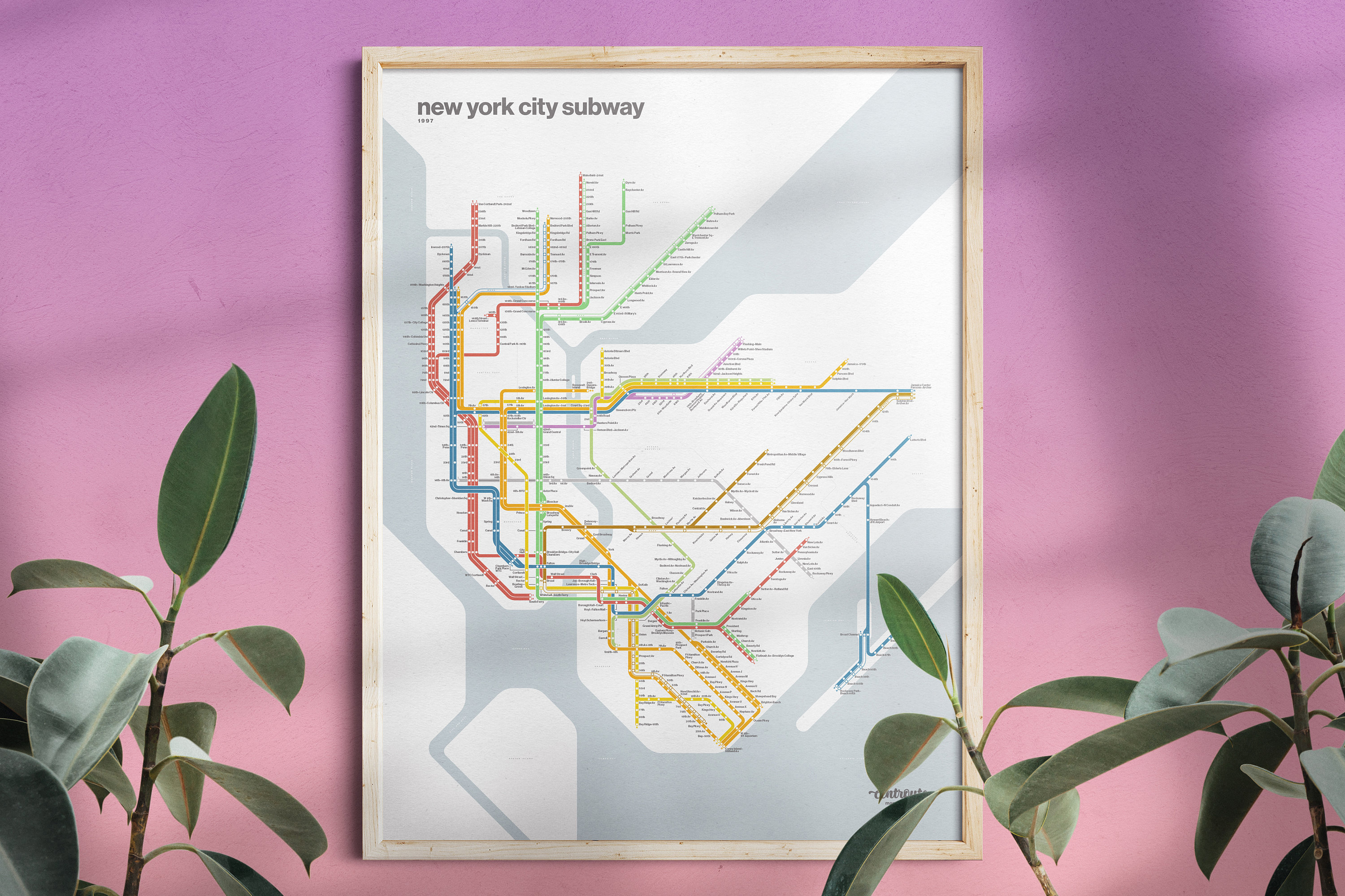 1997 New York City Subway Map / NYC / Minimal Poster Print / | Etsy