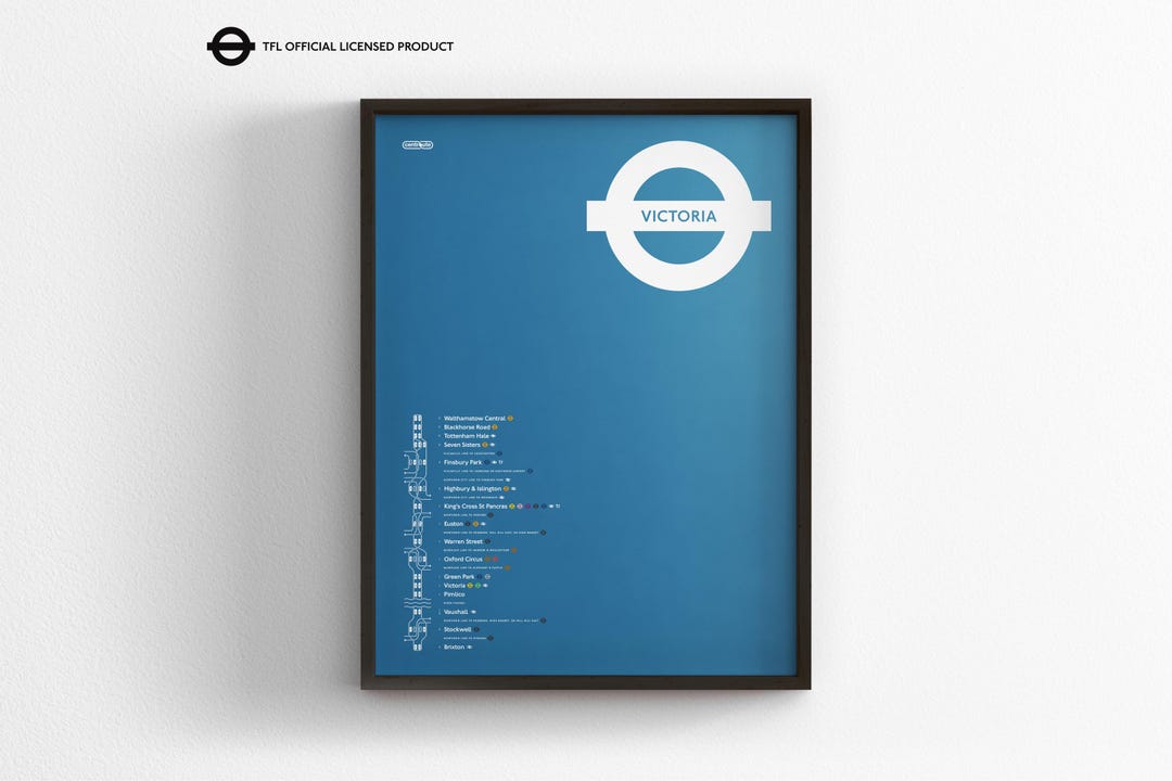 London Underground Victoria Line Tube Map / Minimal Poster Print ...