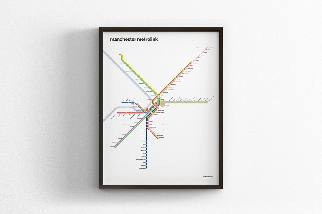 Manchester Metrolink, Light Mode Map, Minimal Poster Print, Canvas Home ...