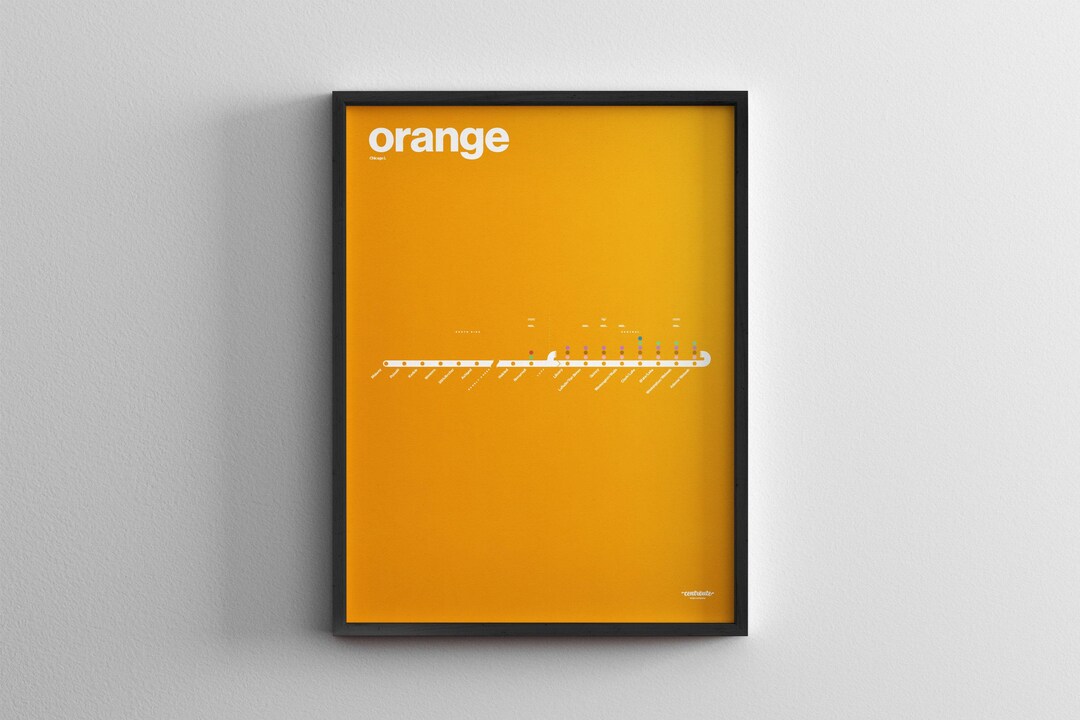Chicago L Orange Line Map / CTA Train / Minimal Poster Print / Subway ...