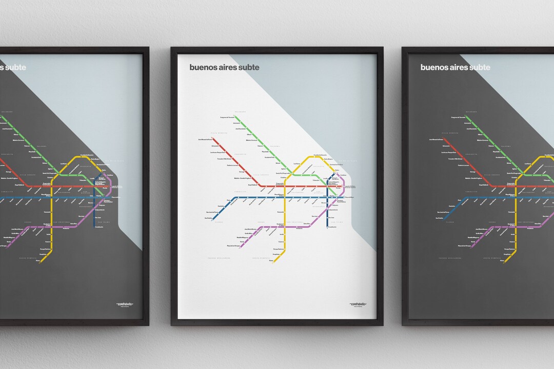 Buenos Aires Subte Map / Argentina Underground / Minimal Poster Print ...