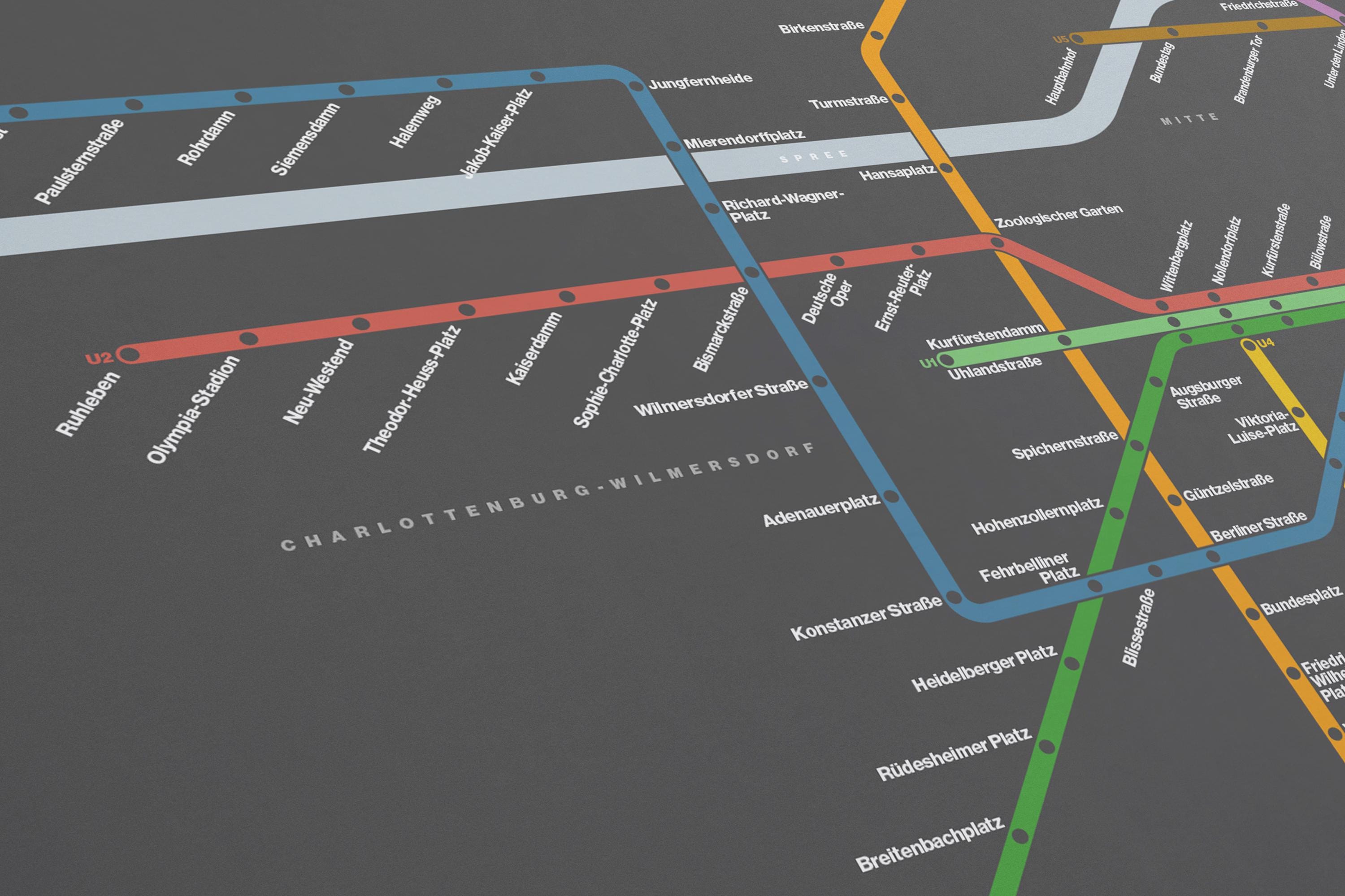 Berlin U-bahn, Dark Mode Map, Minimal Poster Print, Canvas Home Decor ...