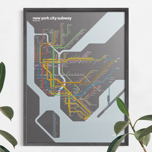 New York City Subway Map / NYC / Minimal Poster Print / Subway - Etsy
