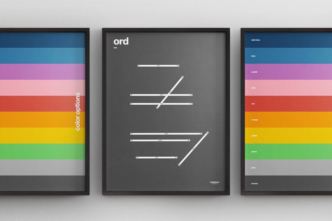 ORD Runways / O'hare International Airport / Minimal Poster Print ...