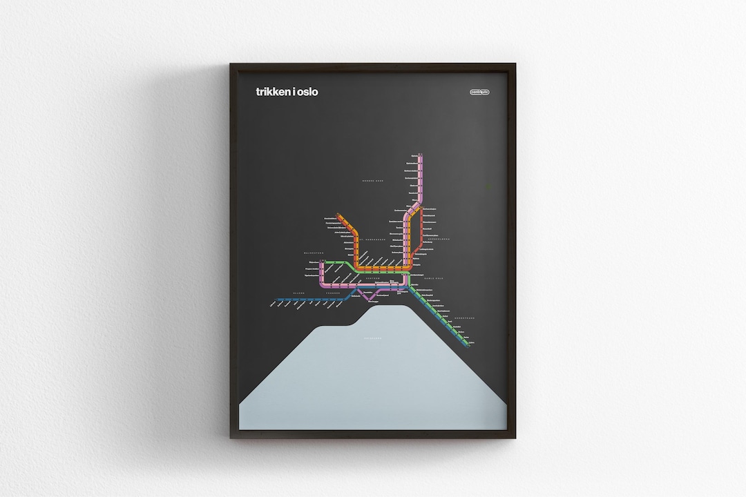 Oslo Trams Dark Mode Map, Minimal Poster Print, Canvas Home Decor ...