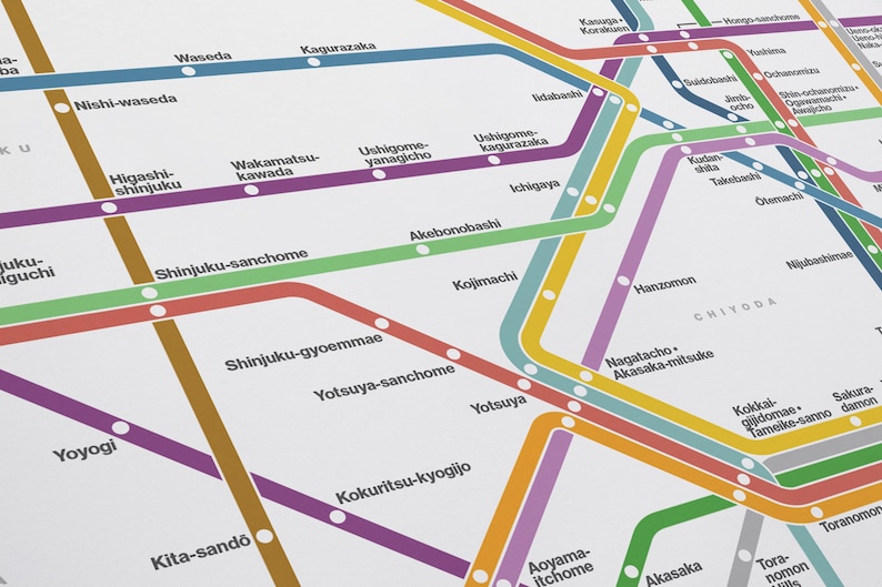 Tokyo Subway Map / 東京の地下鉄 / Tokyo Metro Toei Subway / Minimal Poster ...