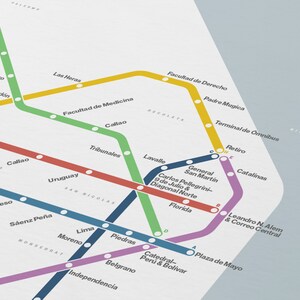 Buenos Aires Subte Map / Argentina Underground / Minimal Poster Print ...