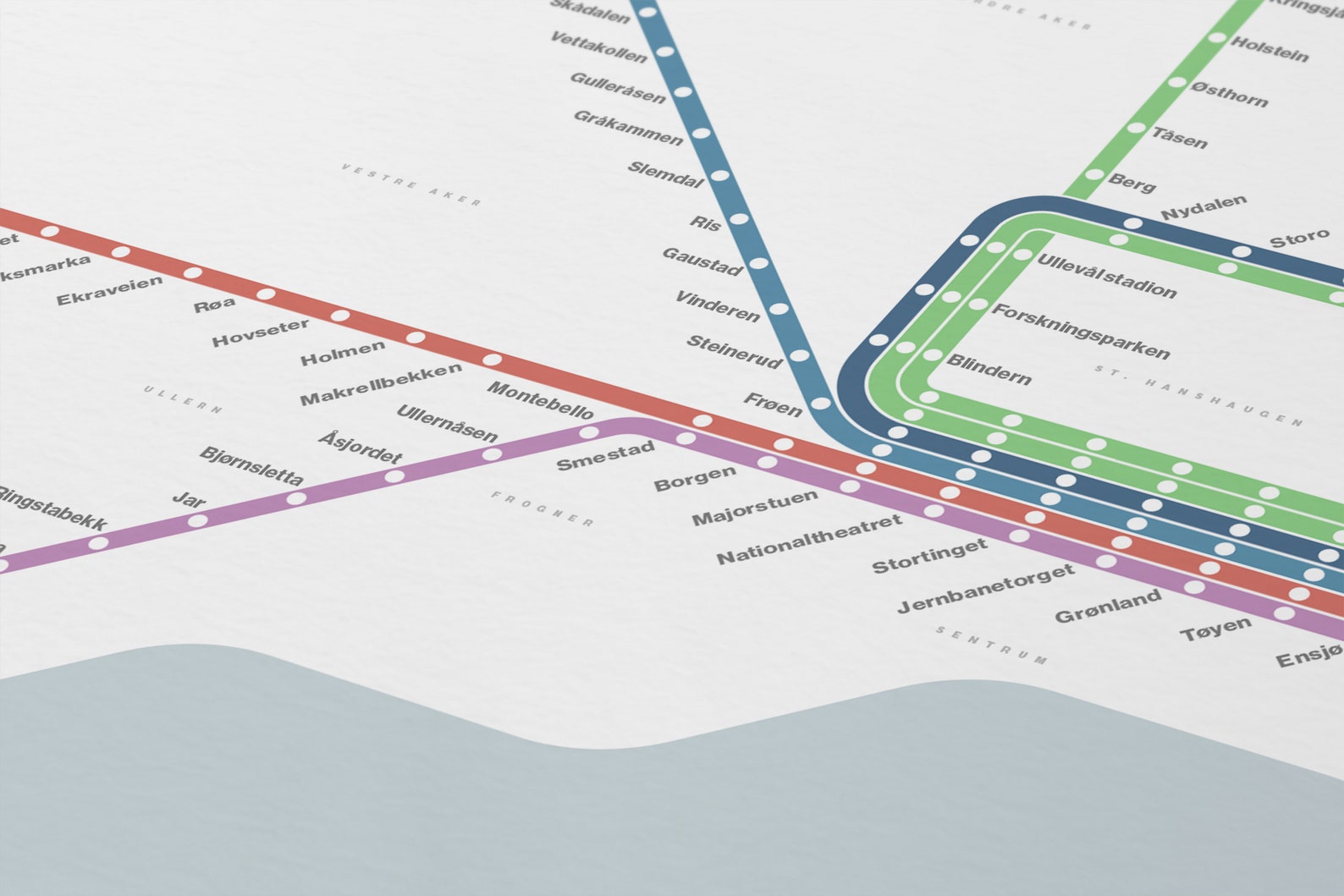 Oslo Metro Map / Tunnelbane / Minimal Poster Print / Subway | Etsy