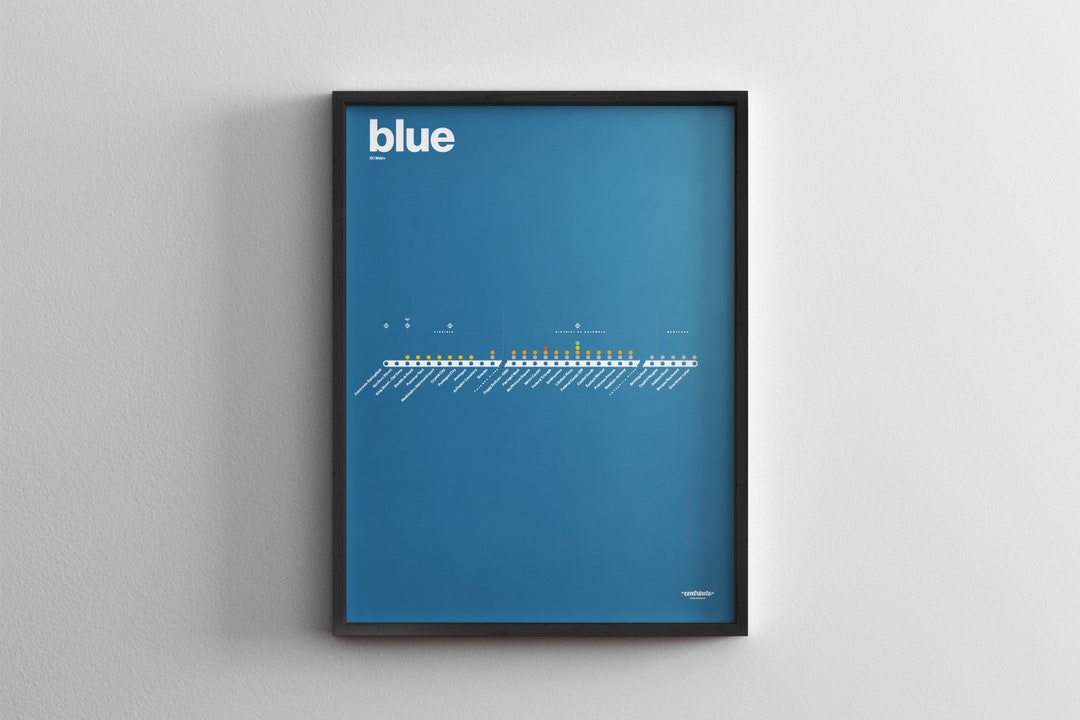 DC Metro Blue Line / Washington DC / Minimal Map Poster Print / Subway ...