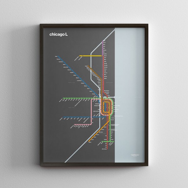 Chicago Wall Map - Etsy