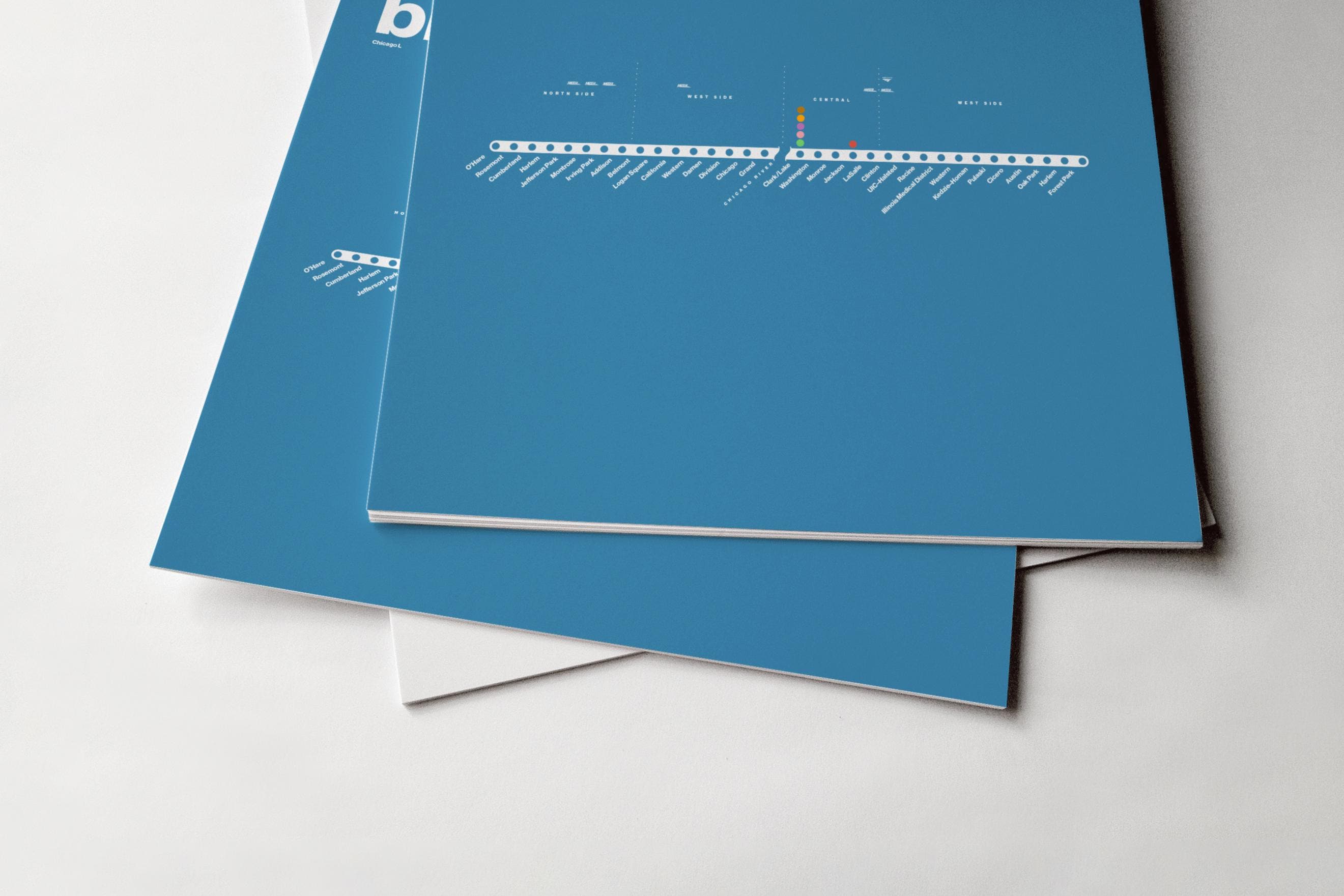 Chicago L Blue Line Map / CTA Train / Minimal Poster Print / Subway ...
