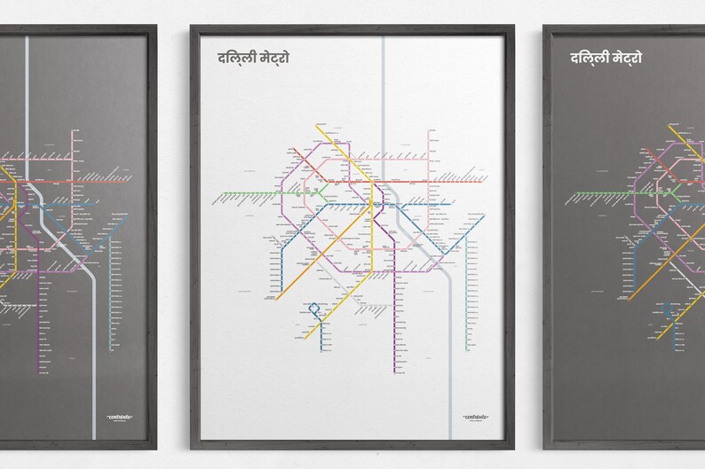 Delhi Metro Map Hindi / India / Minimal Poster Print / Subway - Etsy