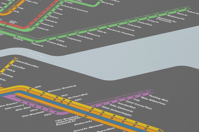 New York City Subway Map / Dark Mode / NYC / Minimal Poster - Etsy