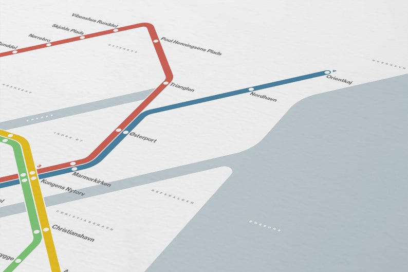 Copenhagen Metro Map / Denmark / Minimal Poster Print / Subway | Etsy