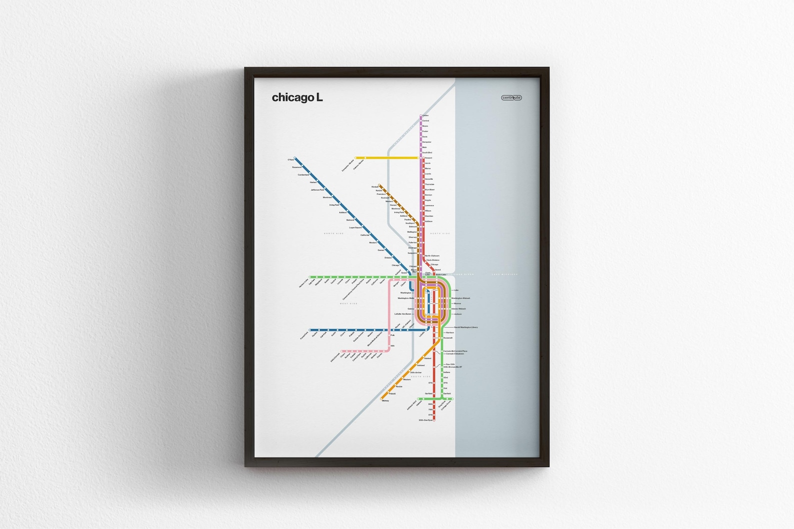 Chicago L Subway Map / CTA / Minimal Poster Print / Subway Style Wall ...