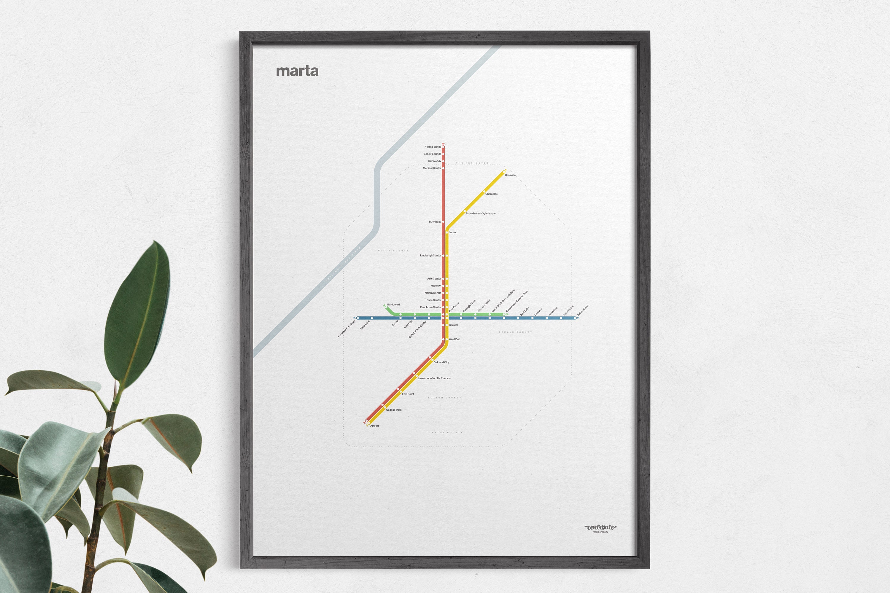 MARTA Rail Map / Atlanta Georgia / Minimal Poster Print / - Etsy