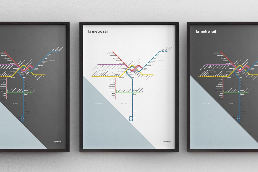 LA Metro Map / Los Angeles California / Minimal Poster Print / Subway ...