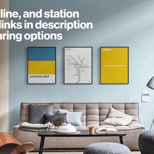 DC Metro Yellow Line / Washington DC / Minimal Map Poster Print ...