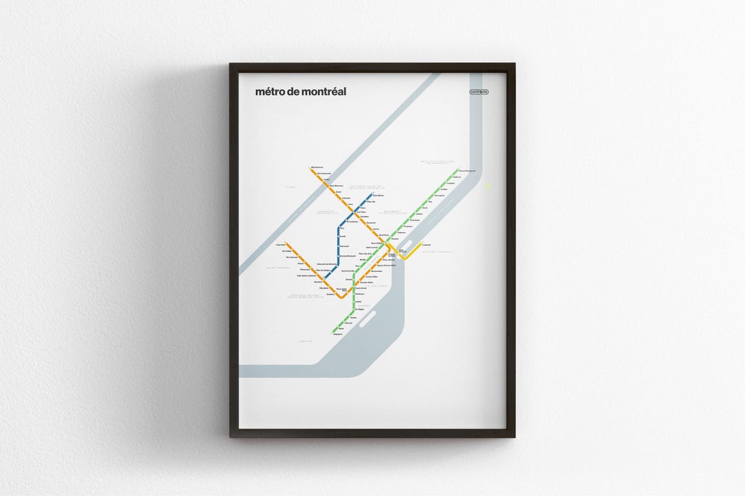 Montreal Metro Light Mode Map, Minimal Poster Print, Canvas Home Decor ...
