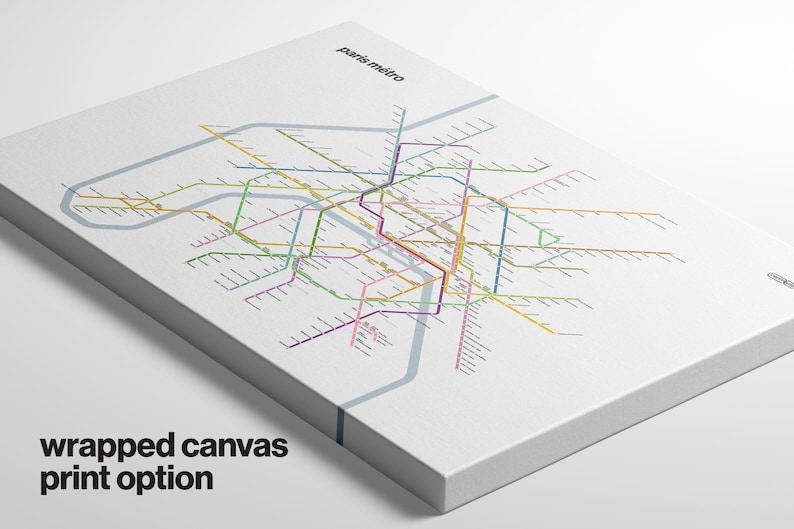 Paris Metro Horizontal Light Mode Map / Minimal Poster Print / Subway ...