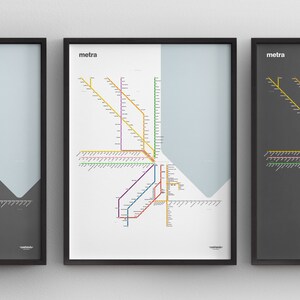 Metra Rail Map / Chicago / Minimal Poster Print / Subway Style Wall Art ...