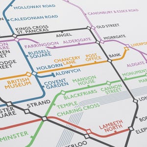 1933 London Underground Tube Map / Minimal Poster Print / Subway Style ...