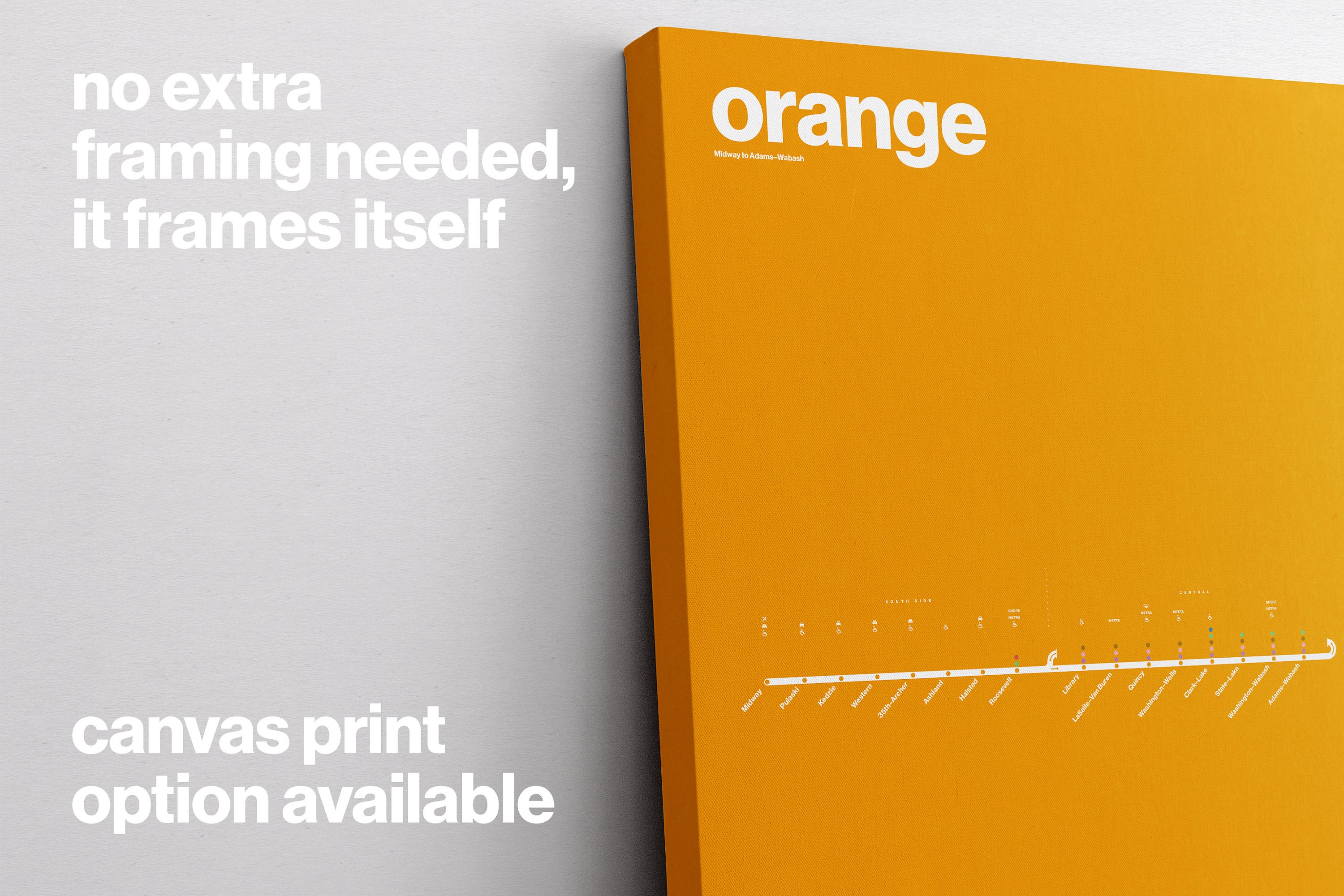 Orange Line Map / CTA Chicago L Train / Minimal Poster Print / - Etsy