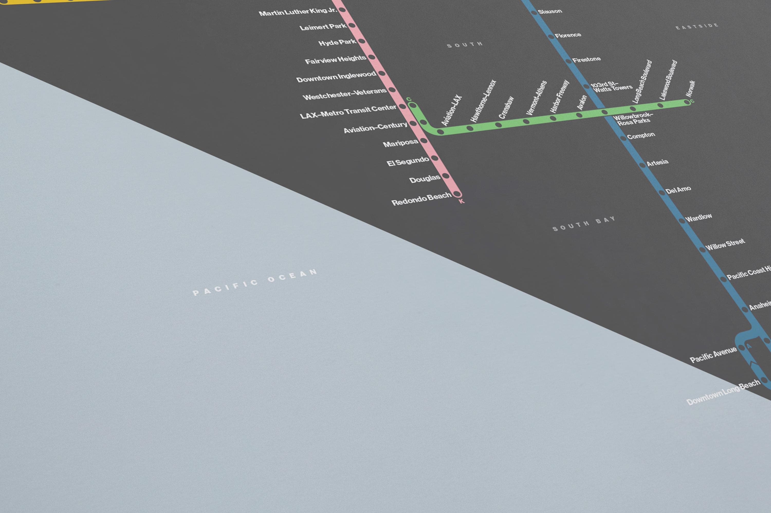 LA Metro Rail Dark Mode Map, Minimal Poster Print, Canvas Home Decor ...