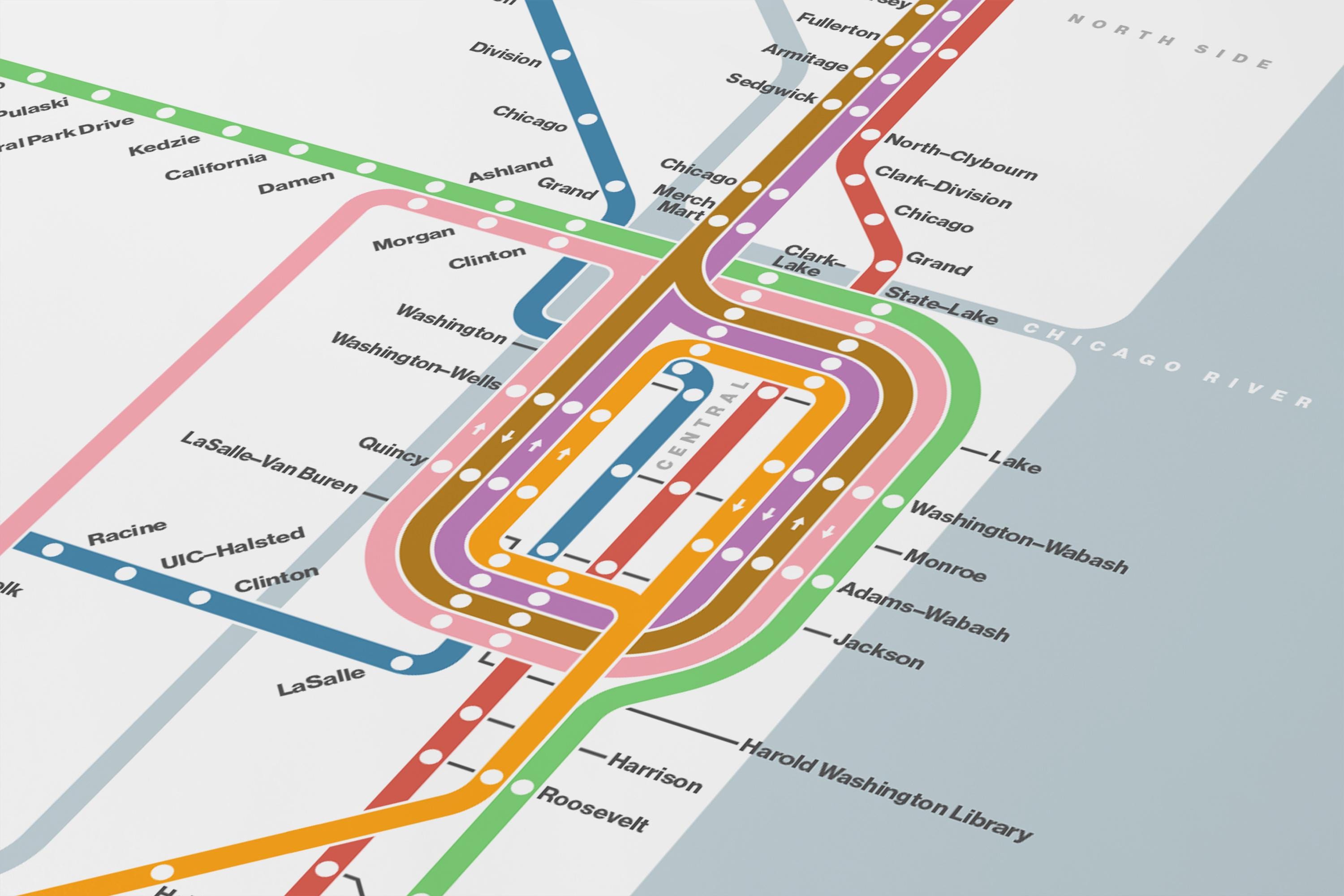 Chicago L Subway Map / CTA / Minimal Poster Print / Subway Style Wall ...