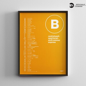 NYC B Train Map One Color / Minimal Poster Print / New York City Subway ...