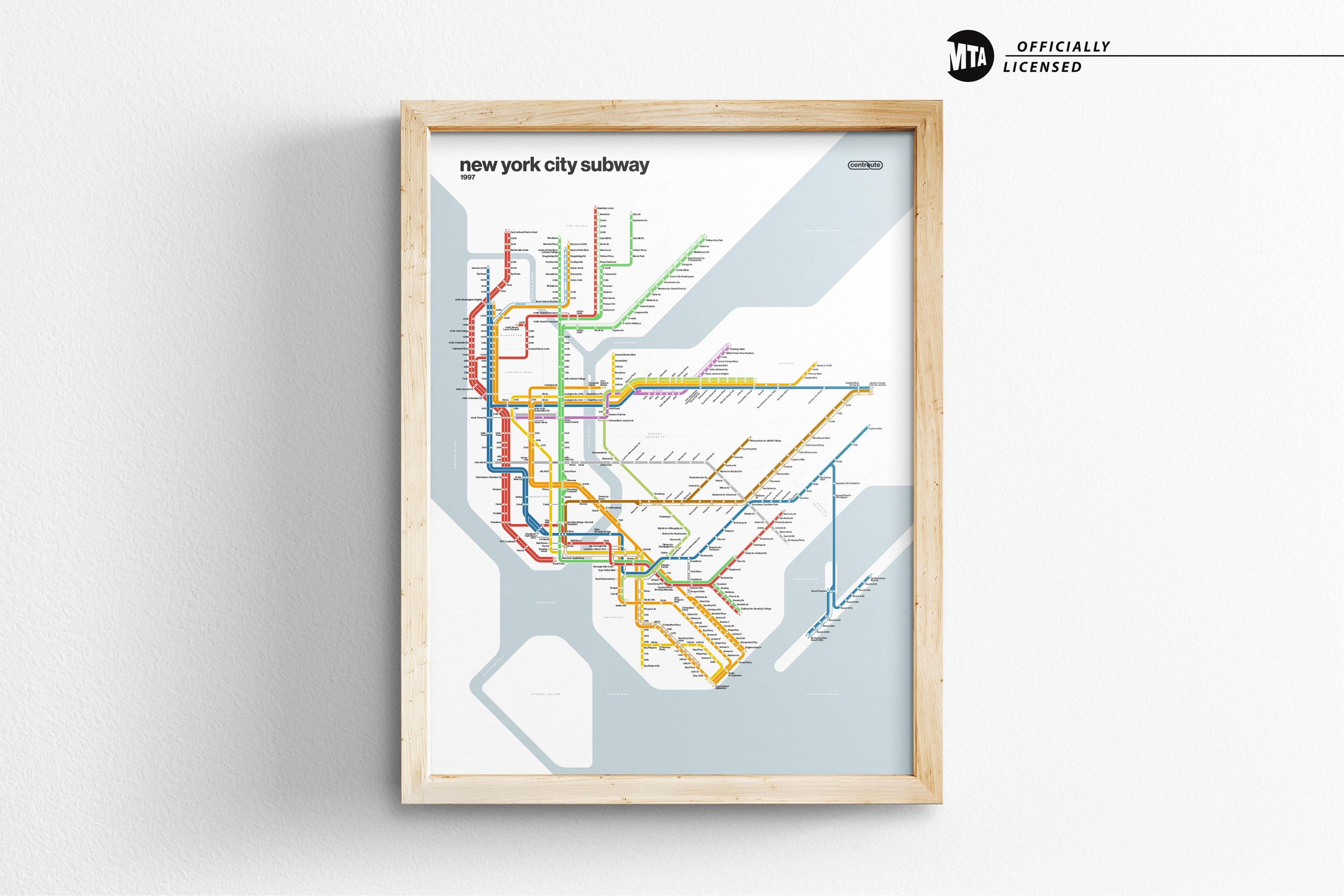 1997 New York City Subway Map / NYC Minimal Poster Print / 90s Subway ...