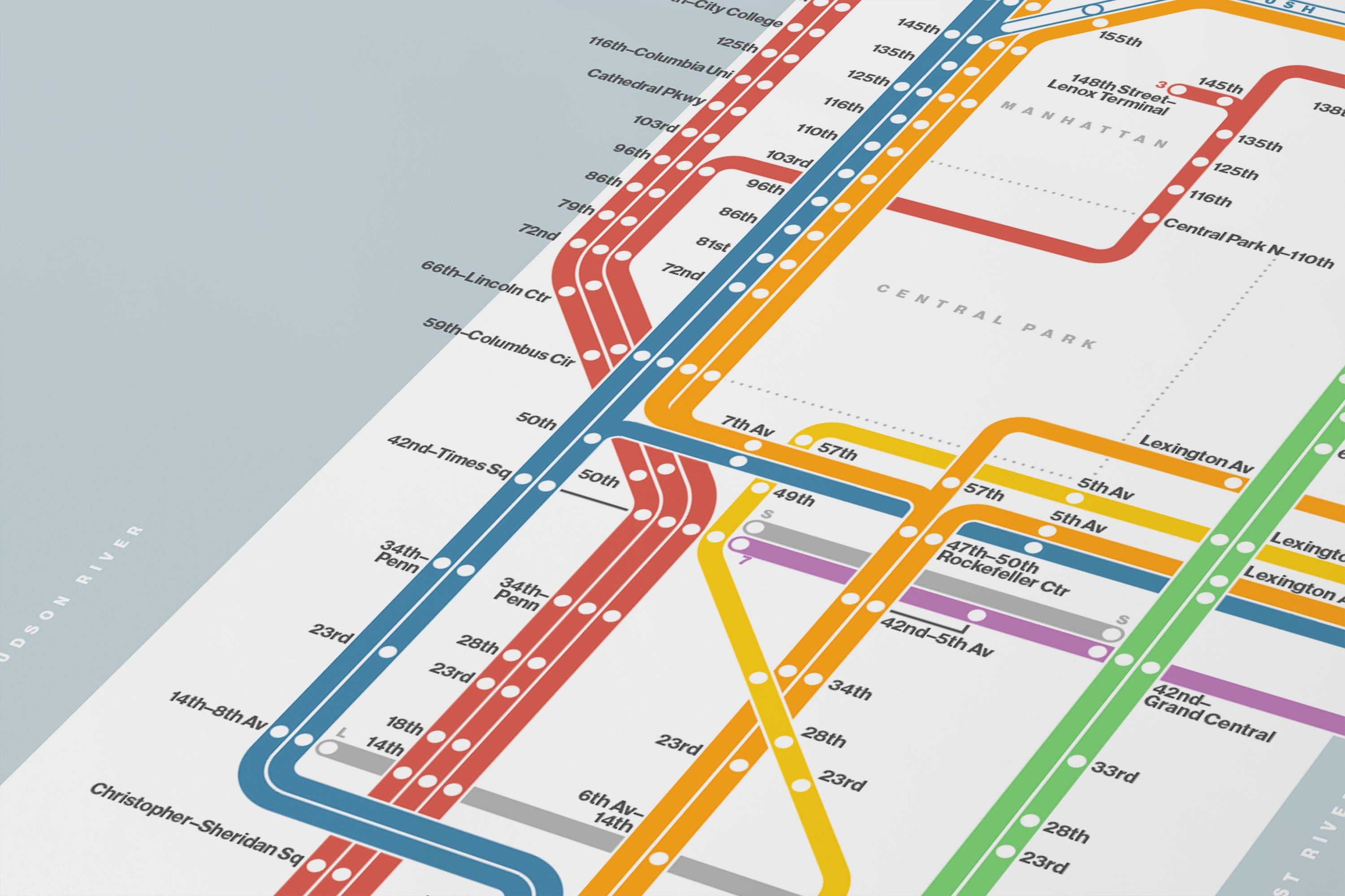 1997 New York City Subway Map / NYC Minimal Poster Print / 90s Subway ...
