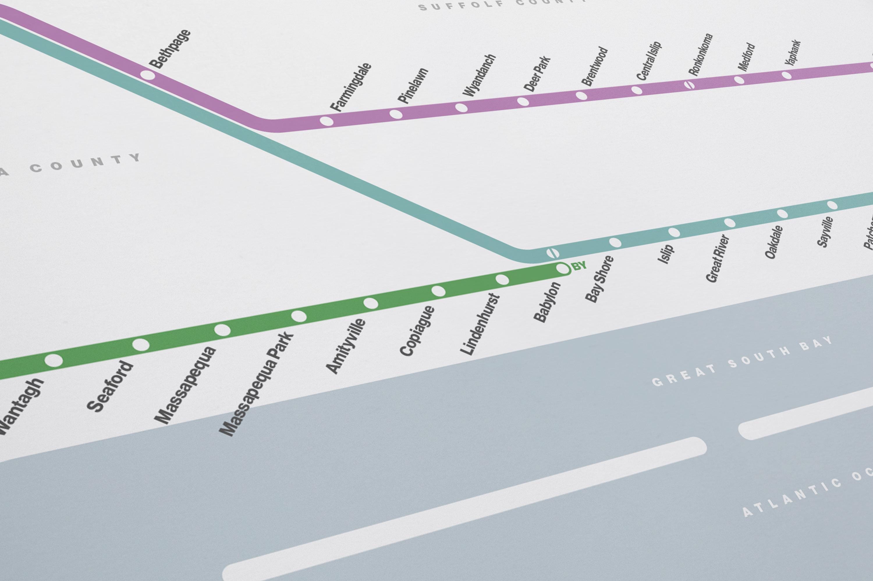LIRR, Light Mode Map, Minimal Poster Print, Canvas Home Decor, Framed ...