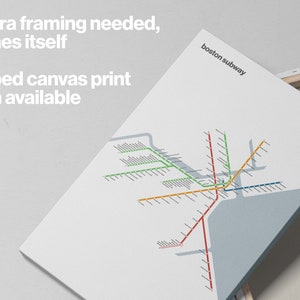 Boston T Rail Map Light Mode / MBTA / Minimal Poster Print / Subway ...