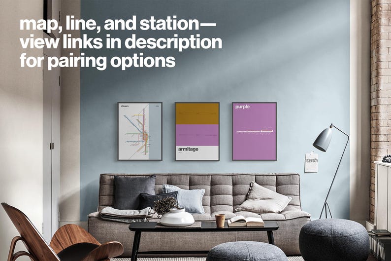 Chicago L Purple Line Map / CTA Train / Minimal Poster Print / Subway ...