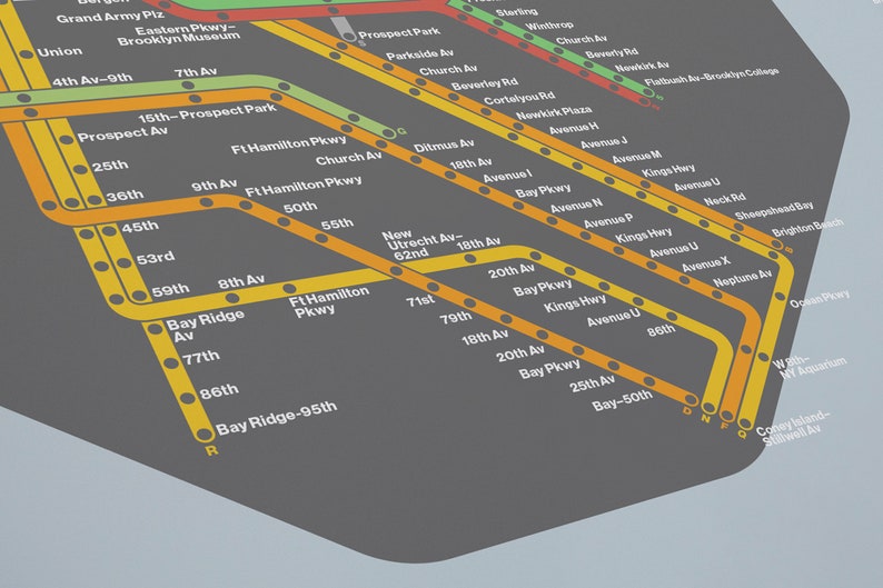 New York City Subway Map / Dark Mode / NYC / Minimal Poster - Etsy