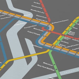 DC Metro Map / Dark Mode / Washington DC / Minimal Poster Print ...