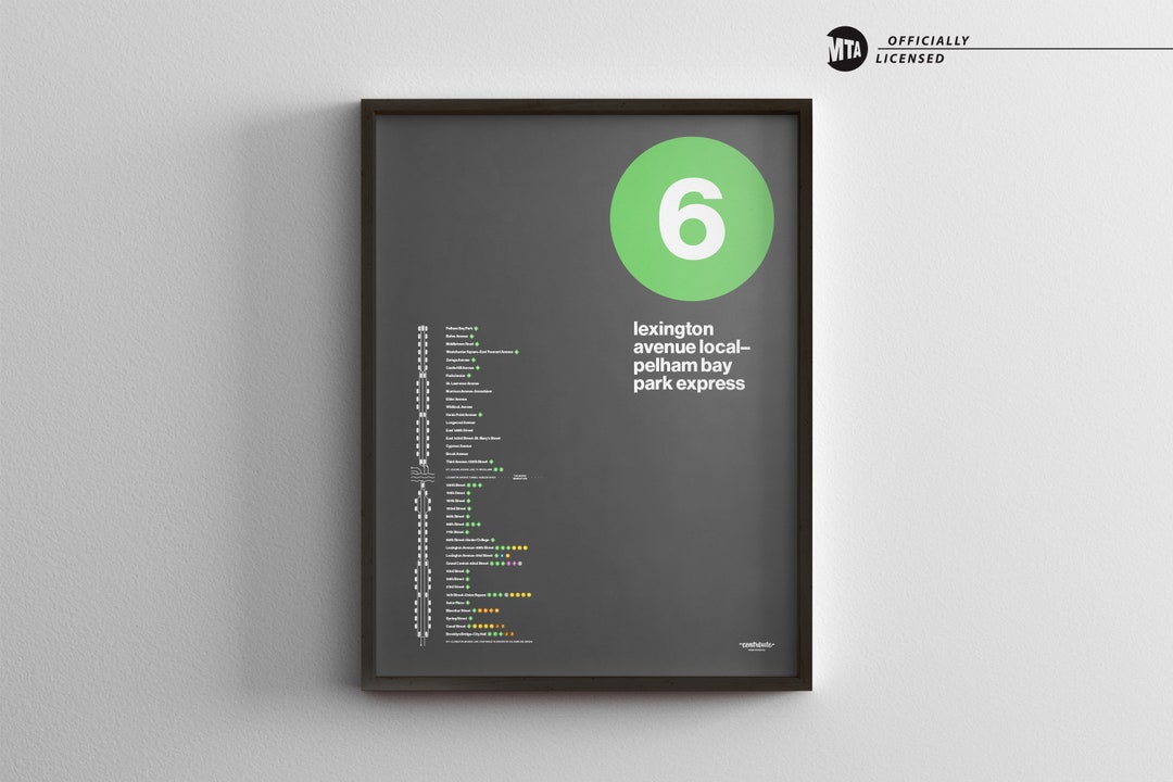 NYC 6 Train Map / Minimal Poster Print / New York City Subway Style ...