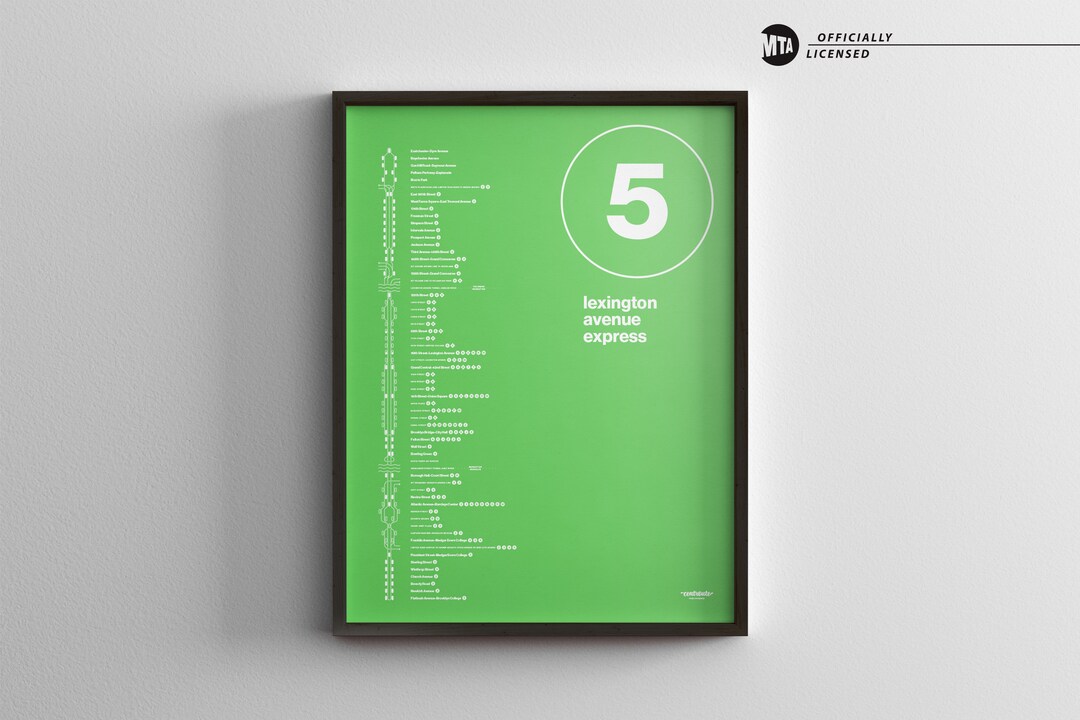 NYC 5 Train Map One Color / Minimal Poster Print / New York City Subway ...