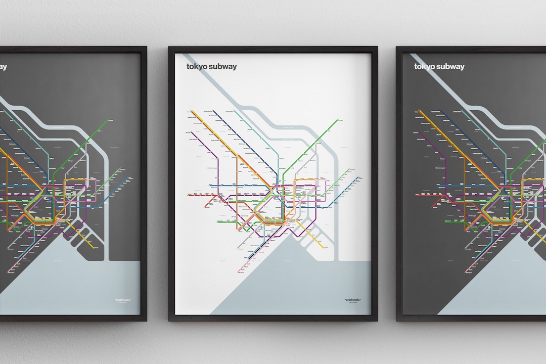 Tokyo Subway Map / 東京の地下鉄 / Tokyo Metro Toei Subway / Minimal Poster ...