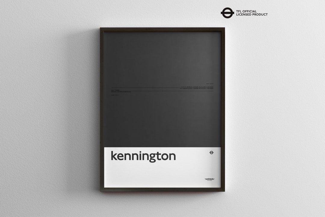 Kennington Station / London Underground / Tube Map Minimal Poster Print ...